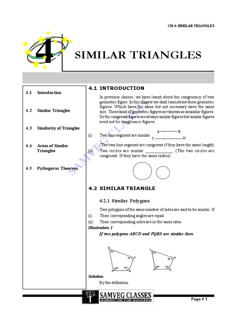 04 - Similar Triangles | PDF | Triangle | Euclidean Plane Geometry