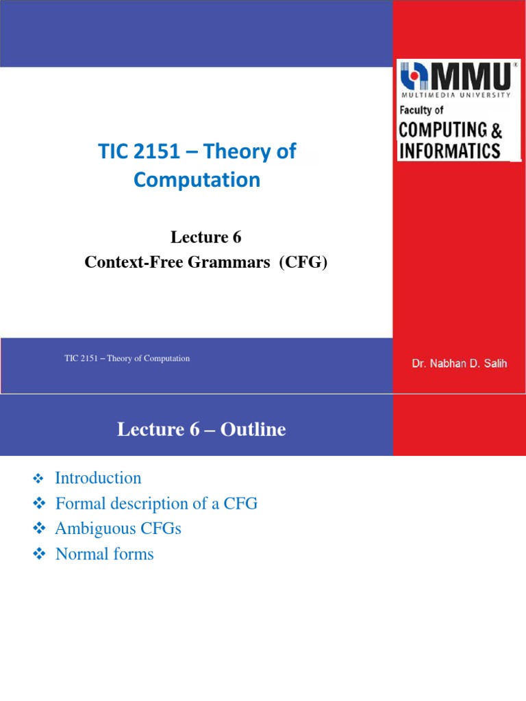 Lecture 06 Context Free Grammars Pdf Pdf Formalism Deductive