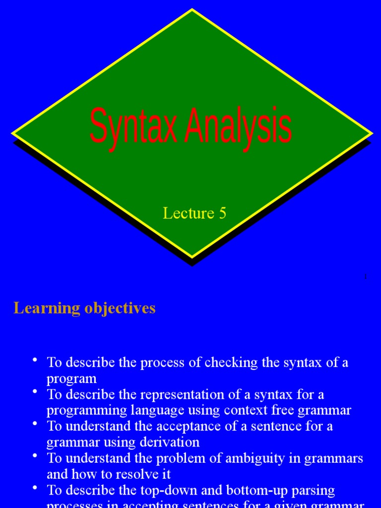 G52Cmp Compilers: Syntax Analysis | PDF | Parsing | Grammar