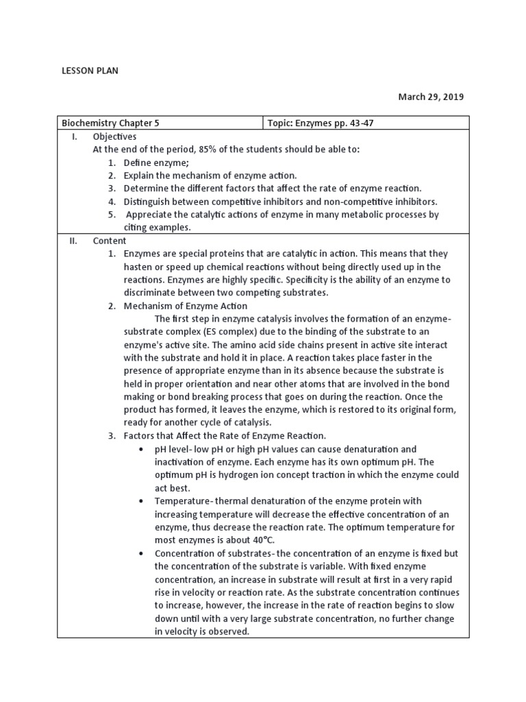 Lesson-Plan-Enzyme 1 | PDF | Active Site | Enzyme