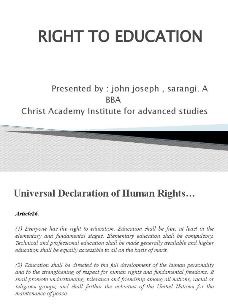 Right To Education | PDF | Virtue | Government And Personhood