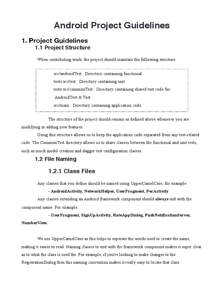 Android Project Guidelines | PDF | Class (Computer Programming ...