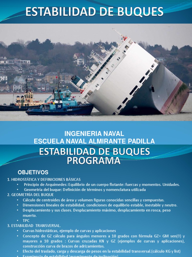 Desplazamiento y Estabilidad del Buque | PDF | Mecanica clasica | Física Aplicada e ...