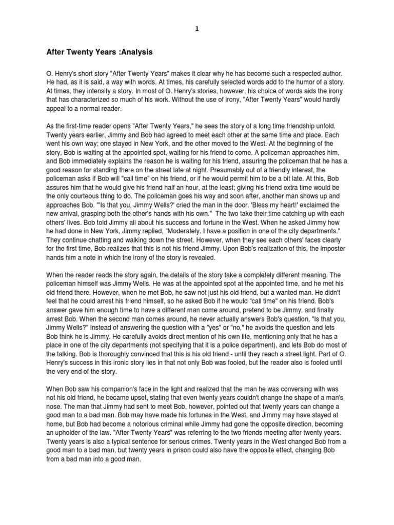 After Twenty Years Analysis PDF | PDF | Essays | Francis Bacon