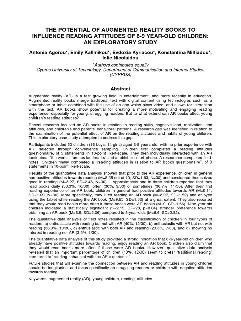 The Potential of Augmented Reality Books To Influence Reading Attitudes ...