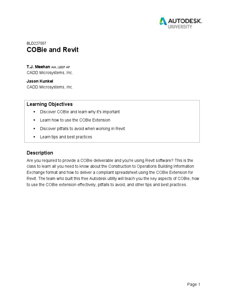Cobie PDF | PDF | Autodesk Revit | Spreadsheet