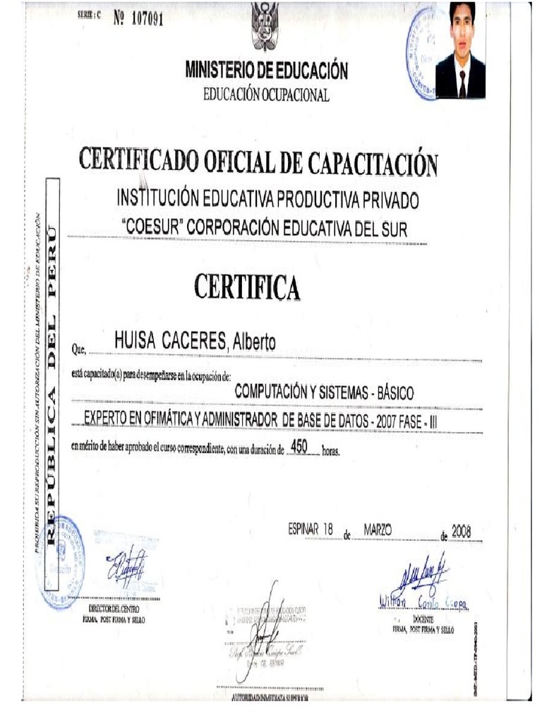Certificado de Computacion e Informatica | PDF