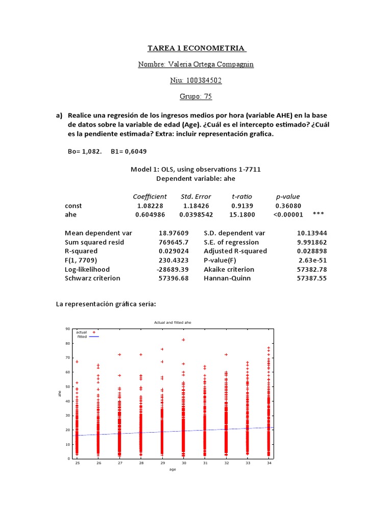 Tarea 1 Econometria | PDF | Análisis de regresión | Métodos de búsqueda