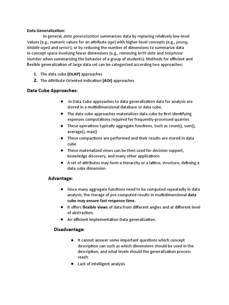 Data Generalization | PDF | Data Management | Information Retrieval