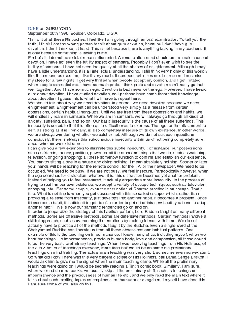 DJKR On GURU YOGA PDF | PDF