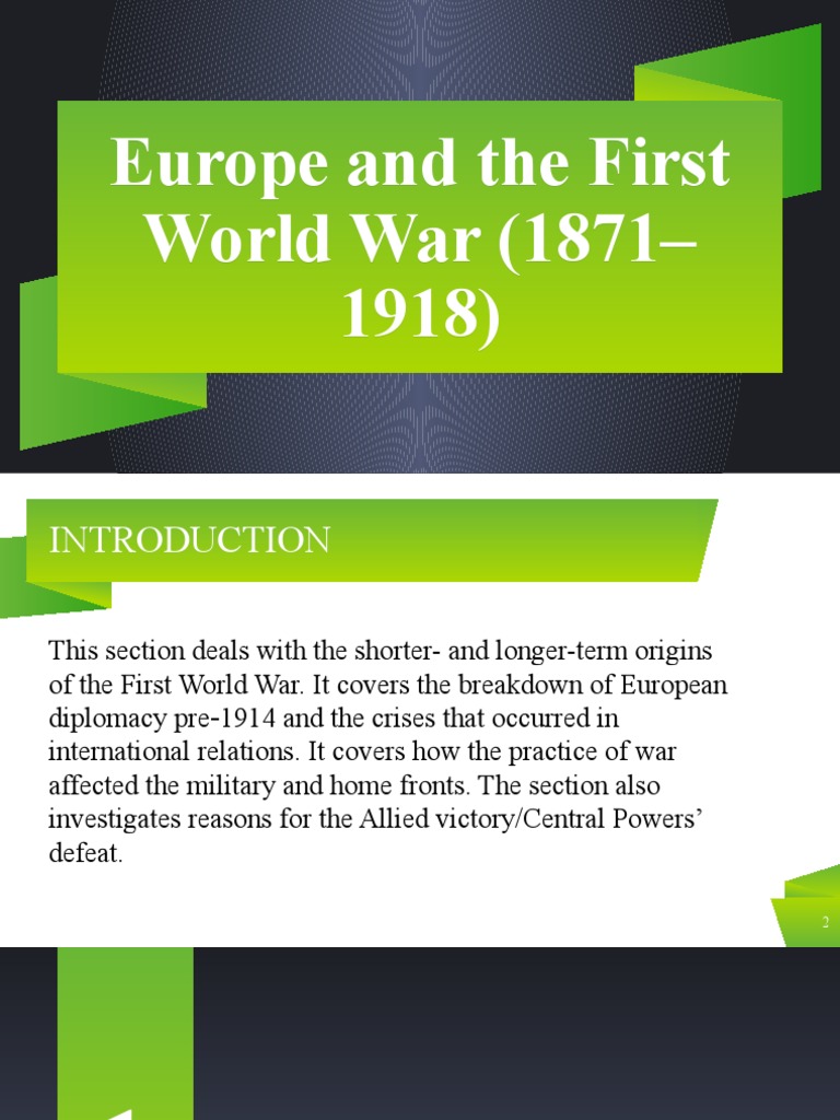 Europe and The First World War (1871 - 1918) | PDF | Otto Von Bismarck ...