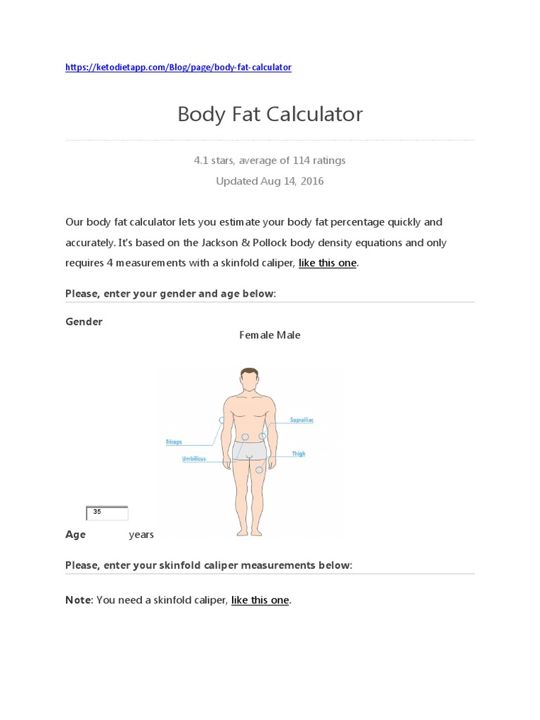 Body Fat Calculator Guide | PDF