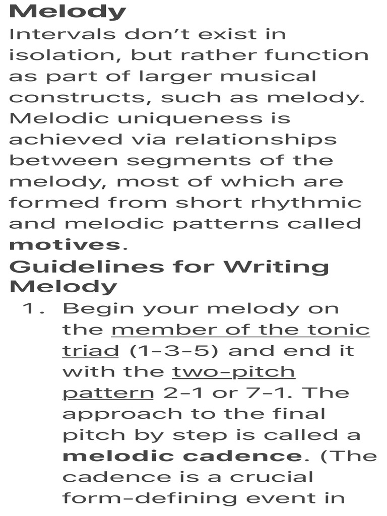 Guidelines for Writing a Melodic Structure | PDF | Interval (Music) | Melody