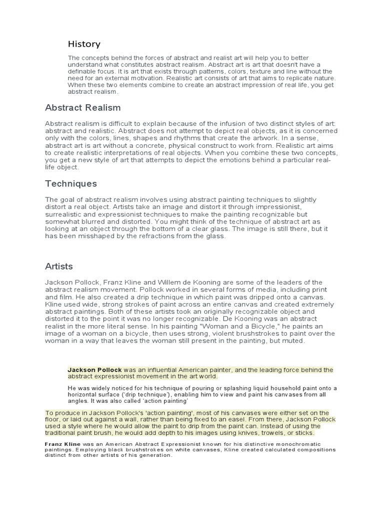 History Abstract Realism Pdf Abstract Art Paintings