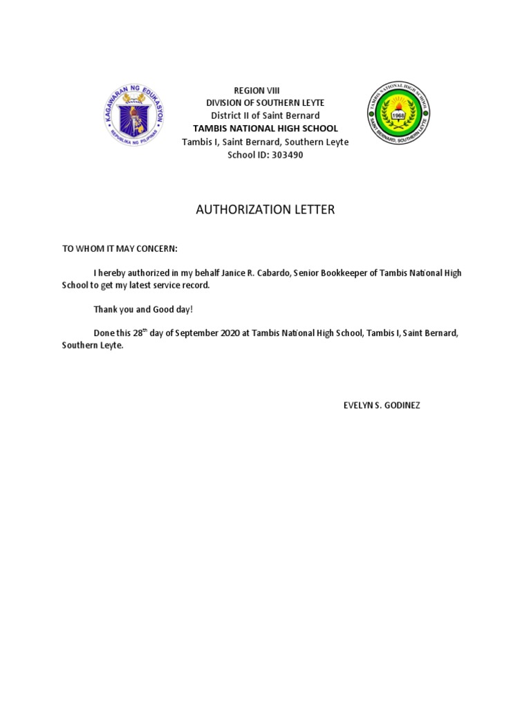 Authorization Letter for Service Record | PDF