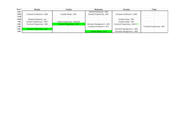 JS Timetable - Sheet1 | PDF