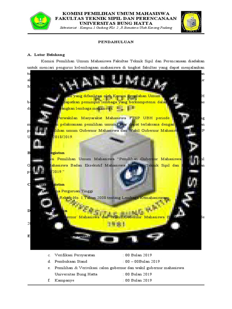 Pemilu Gubernur Mahasiswa FTSP UBH | PDF