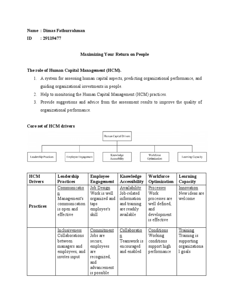 Maximizing Your Return On People Summary | PDF | Human Capital | Human ...