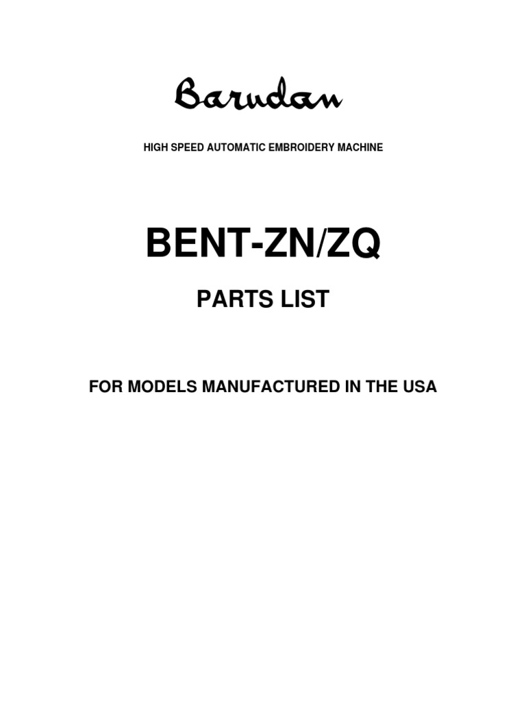 Bent-Zn/Zq: Parts List | PDF | Screw | Tools