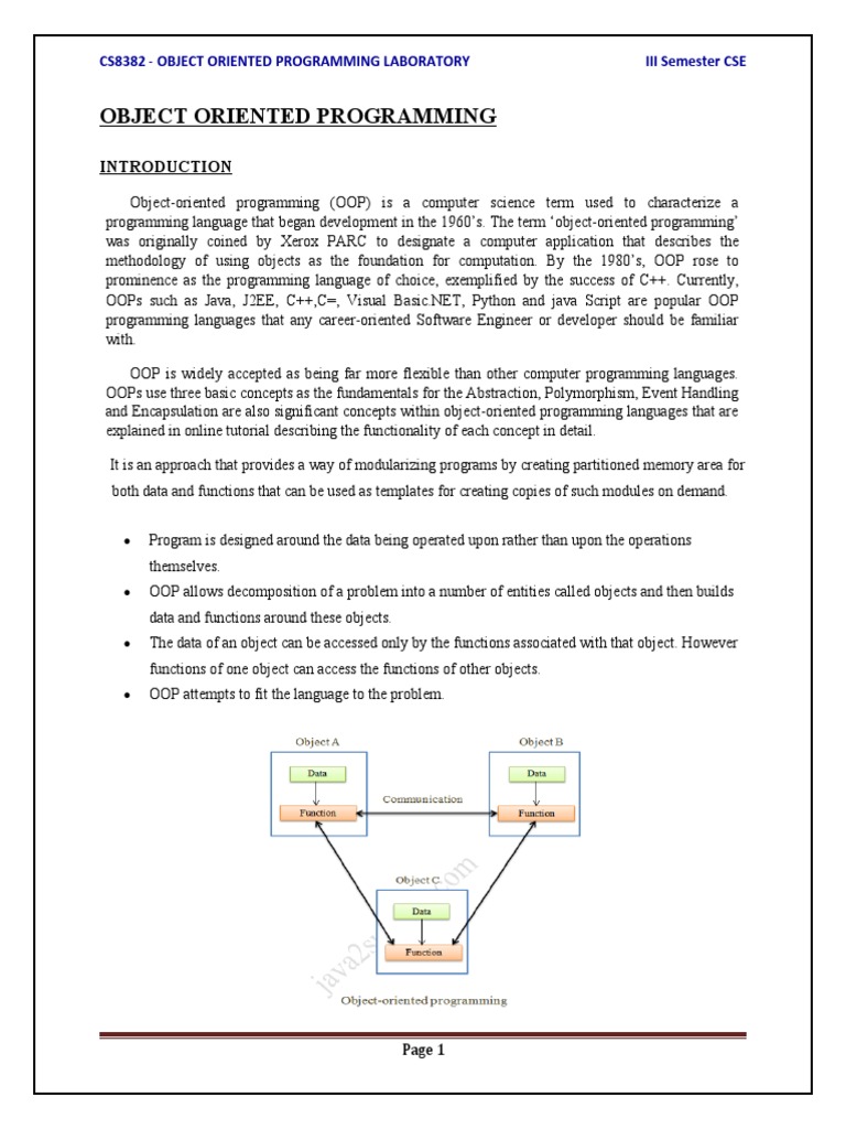 20-21 Oop Manual-Final-1 | PDF | Inheritance (Object Oriented ...