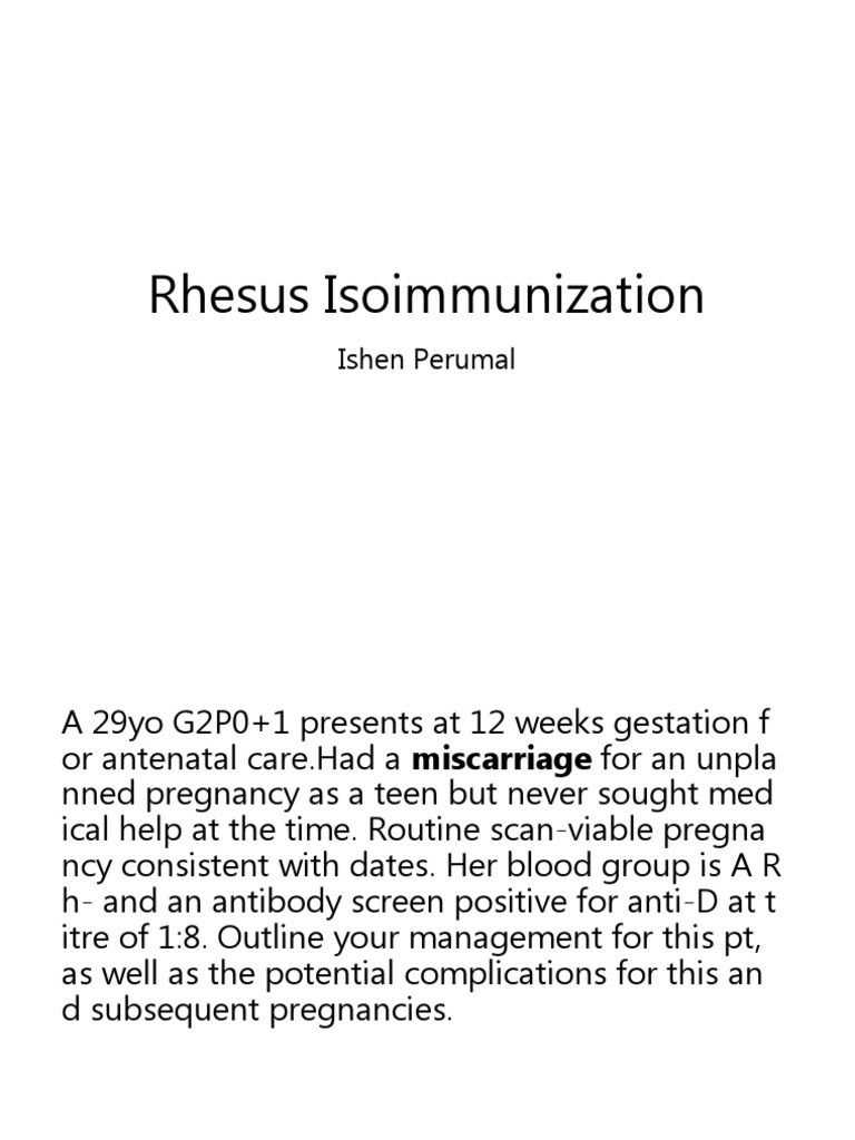 Rhesus Isoimmunization | PDF | Human Pregnancy | Mammalian Pregnancy