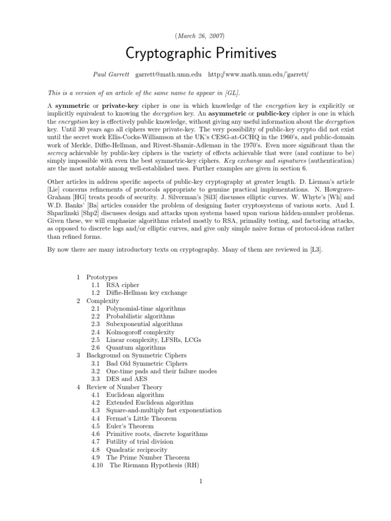 Cryptographic Primitives | PDF | Cryptography | Time Complexity