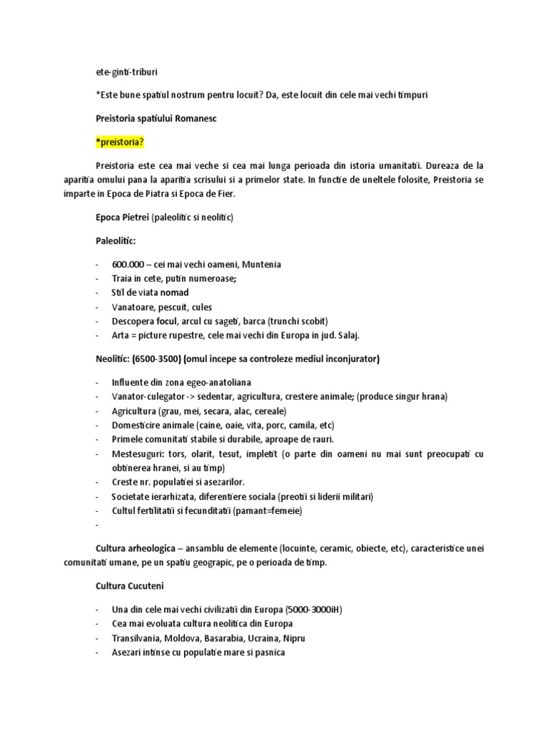 Preistoria in Spatiul Romanesc | PDF