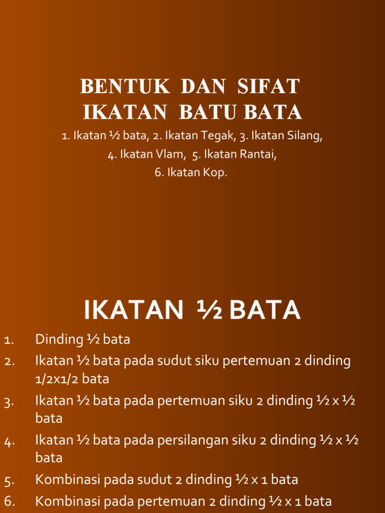 Jenis dan Ikatan Dinding Bata | PDF