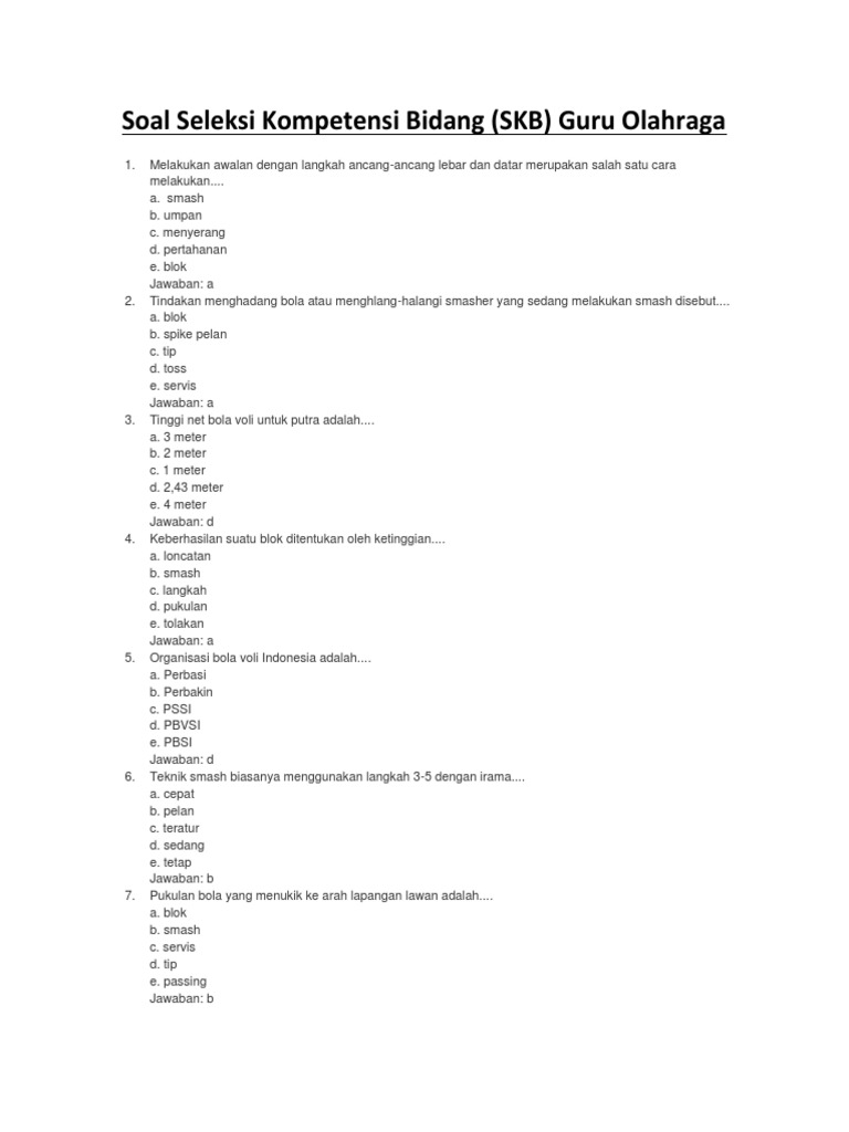 Soal SKB CPNS Guru Olahraga CPNS 2018 | PDF