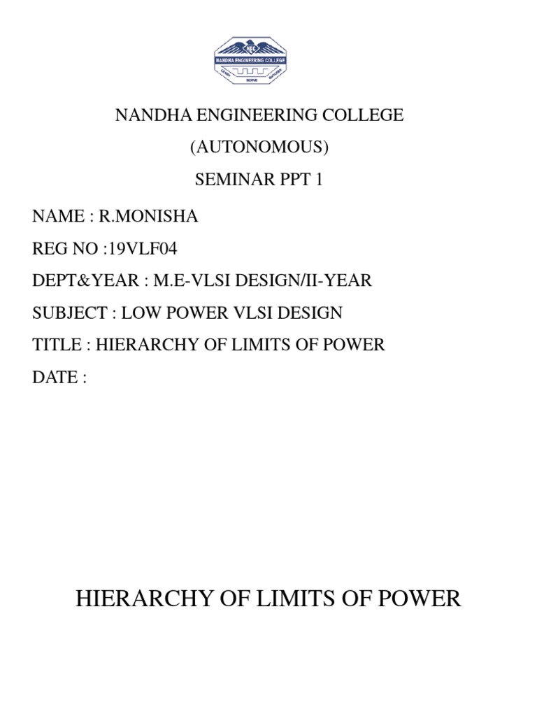 Hierarchy of Power Limits in VLSI Design | PDF | Field Effect ...