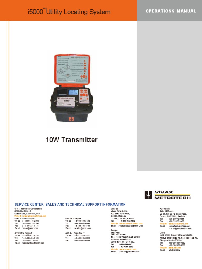 I5000 Utility Locating System: 10W Transmitter | PDF | Transmitter ...