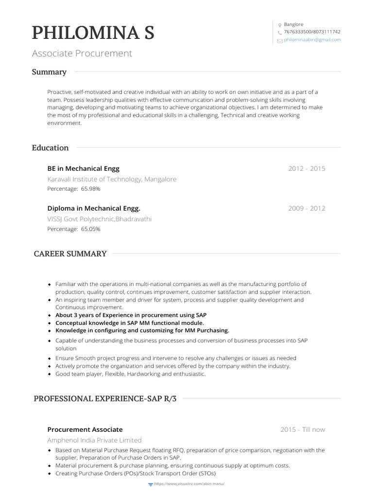Philomin Visualcv Resume PDF | PDF | Procurement | Business Process