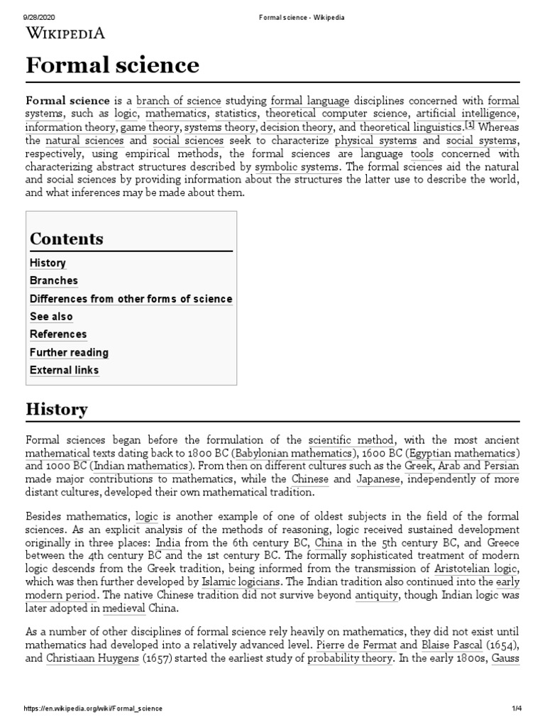 Formal Science | PDF | Academic Discipline Interactions | Inquiry