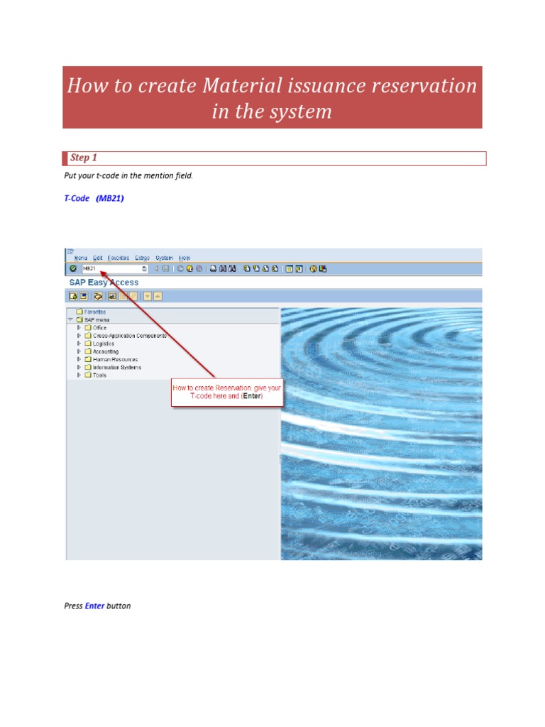 PRO MM Create Material Issuance Reservation | PDF