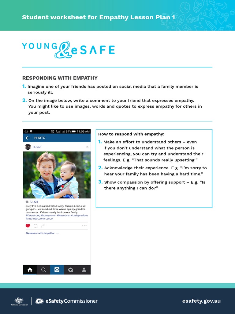 Student Worksheet For Empathy Lesson Plan 1 | PDF