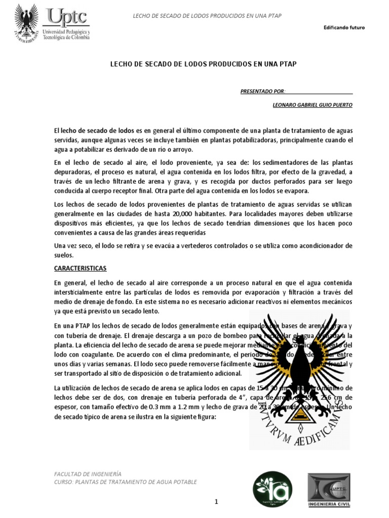 Lecho de Secado de Lodos Producidos en Una Ptap | PDF | Evaporación | Agua