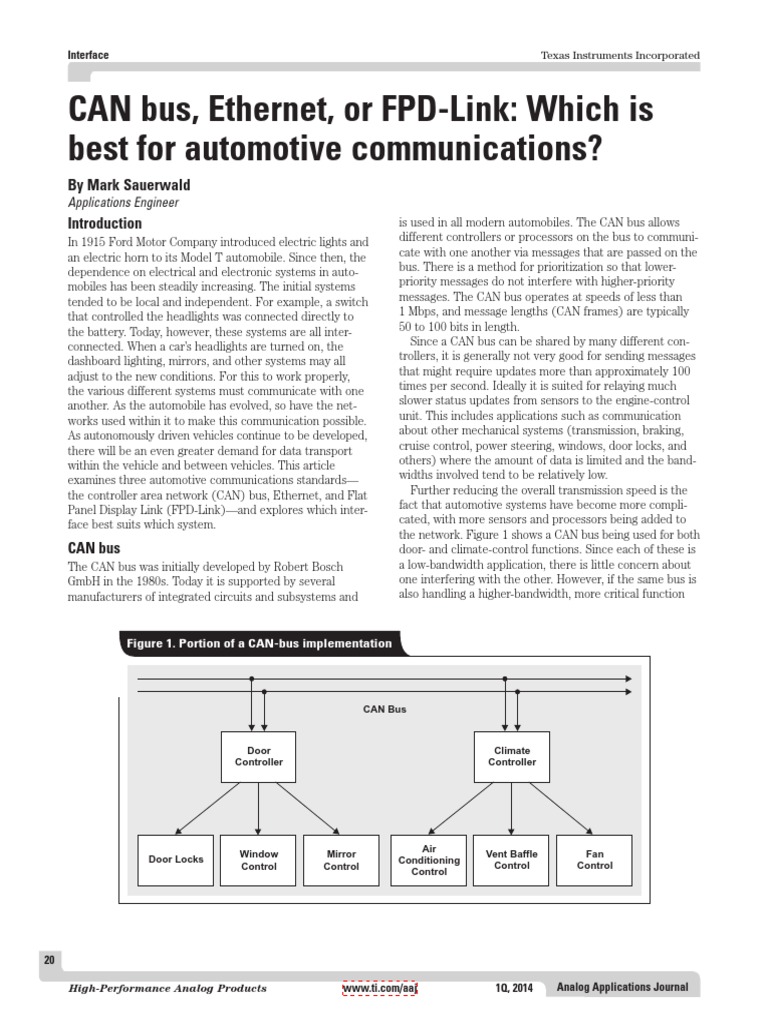 CAN BUS Vs Ethernet Vs FTP PDF | PDF | Computer Network | Ethernet