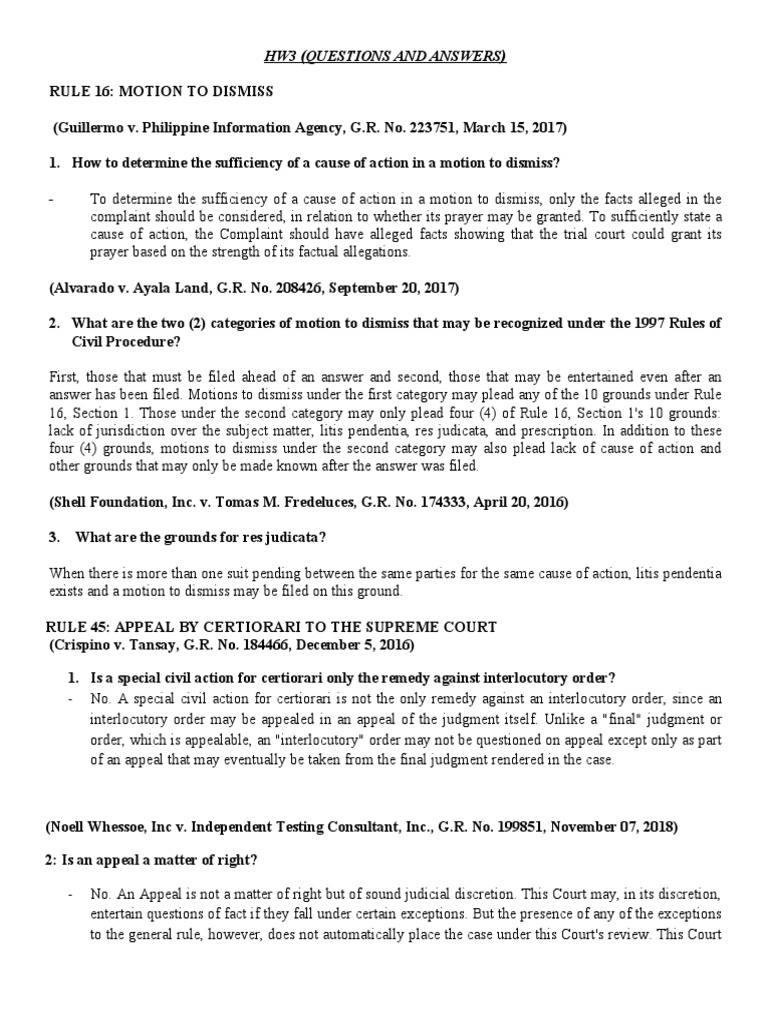 Hw3 Questions And Answers Pdf Certiorari Lawsuit 