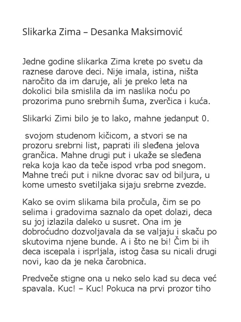 Slikarka Zima - Odt | PDF