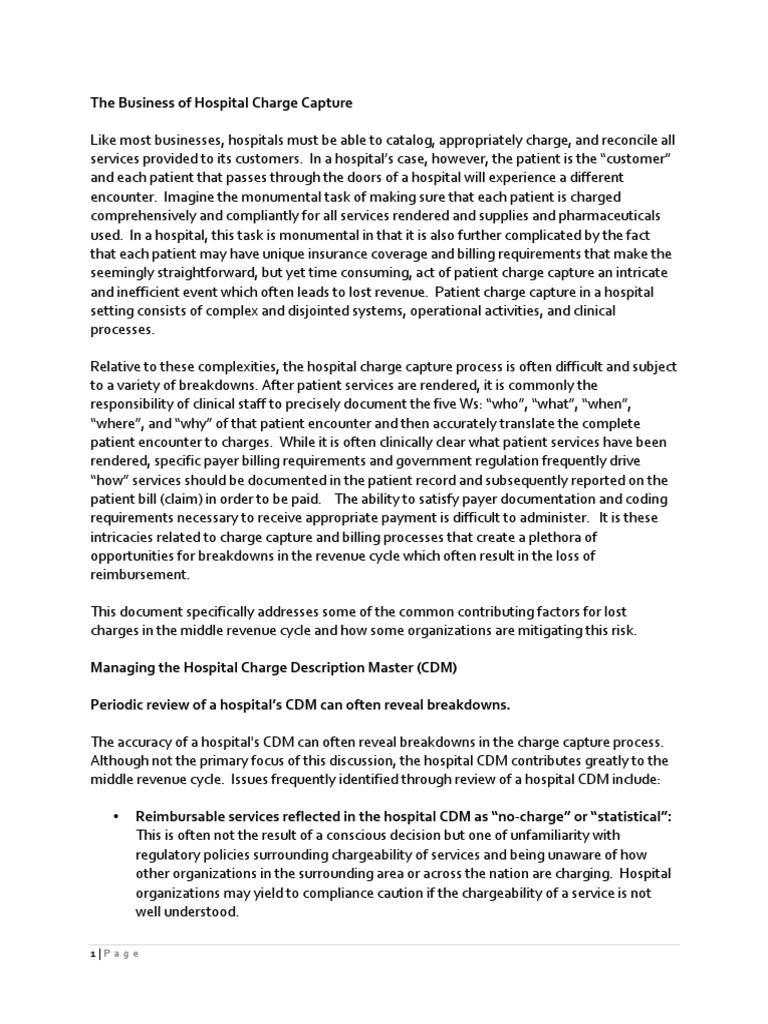 The Business of Hospital Charge Capture | PDF | Medicare (United States ...