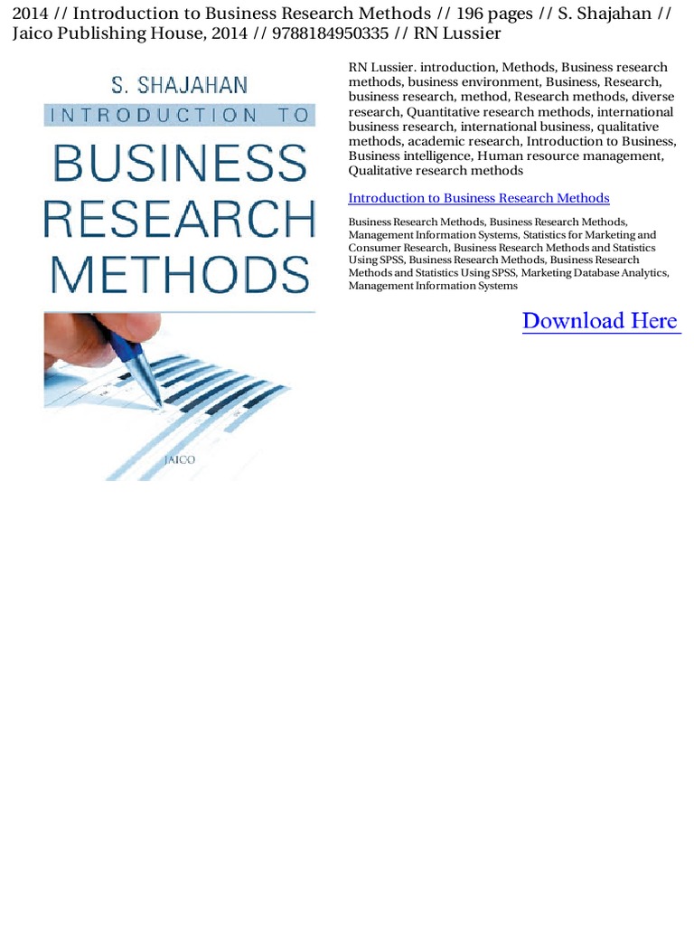 Introduction To Business Research Methods | PDF