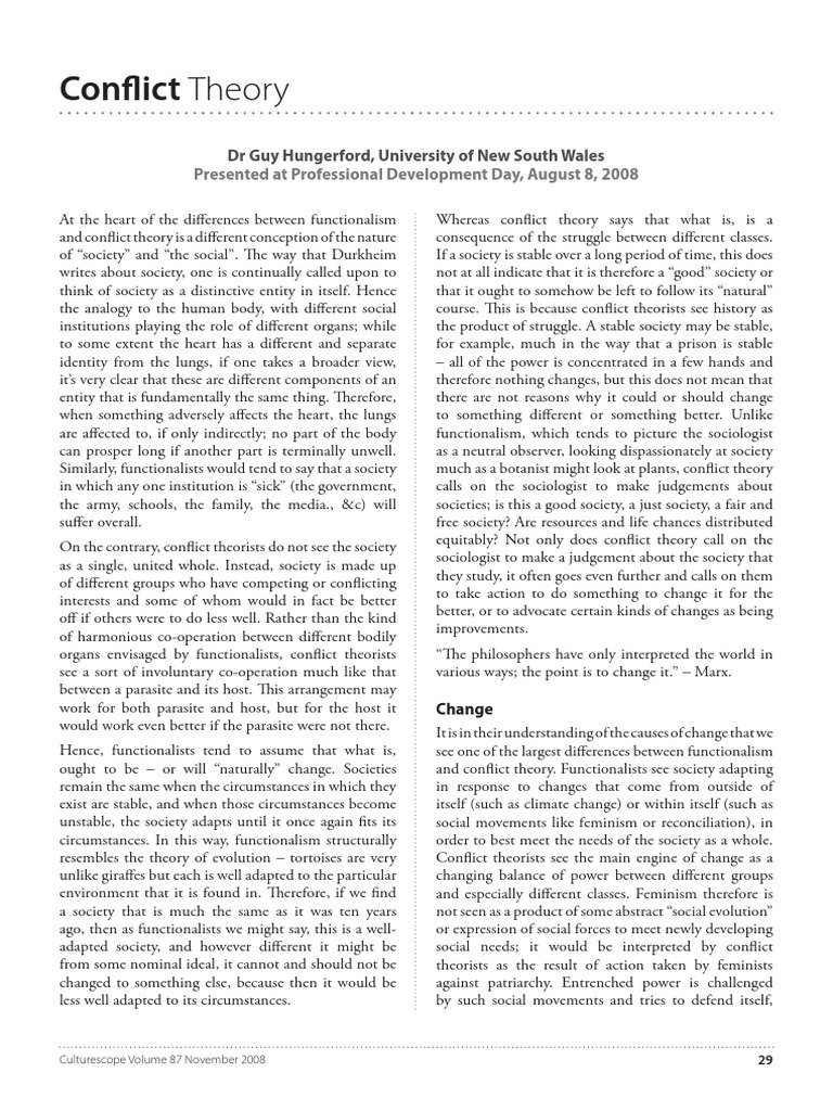 Functionalism vs. Conflict Theory Explained | PDF | Vietnam | Theory