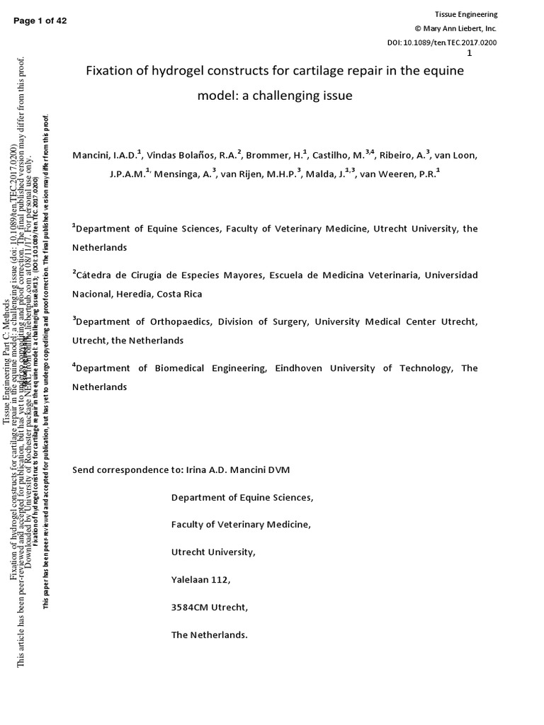 Mancini - 2017 - Tissue Engineering Part C Methods | PDF | Tissue ...