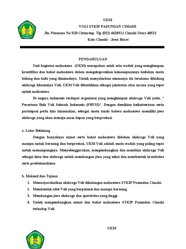 Proposal UKM VOLY | PDF