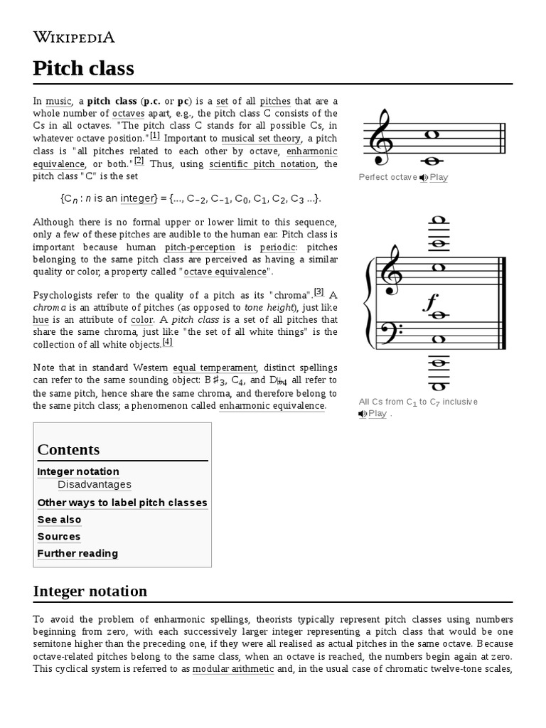 Pitch Class: Chroma Is An Attribute of Pitches (As Opposed To Tone ...