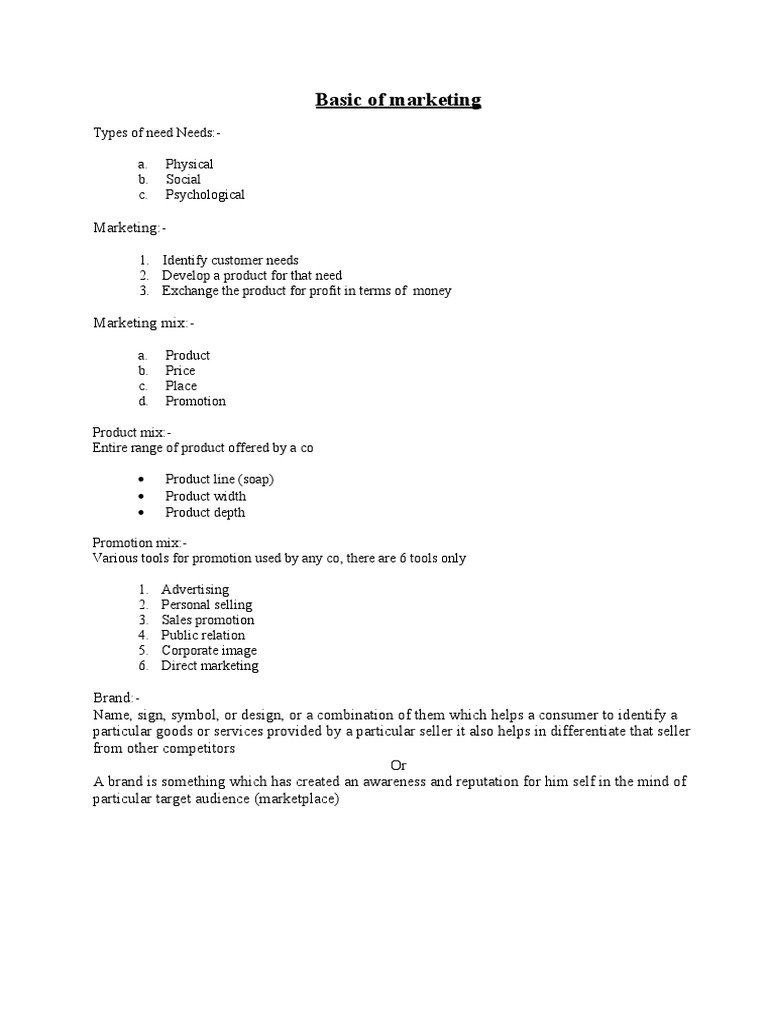 Basic of Marketing | PDF | Brand | Marketing