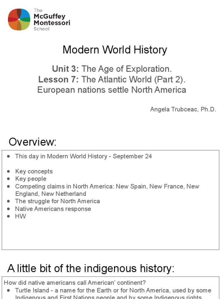 The Atlantic World (Part 2) - European Nations Settle North America ...