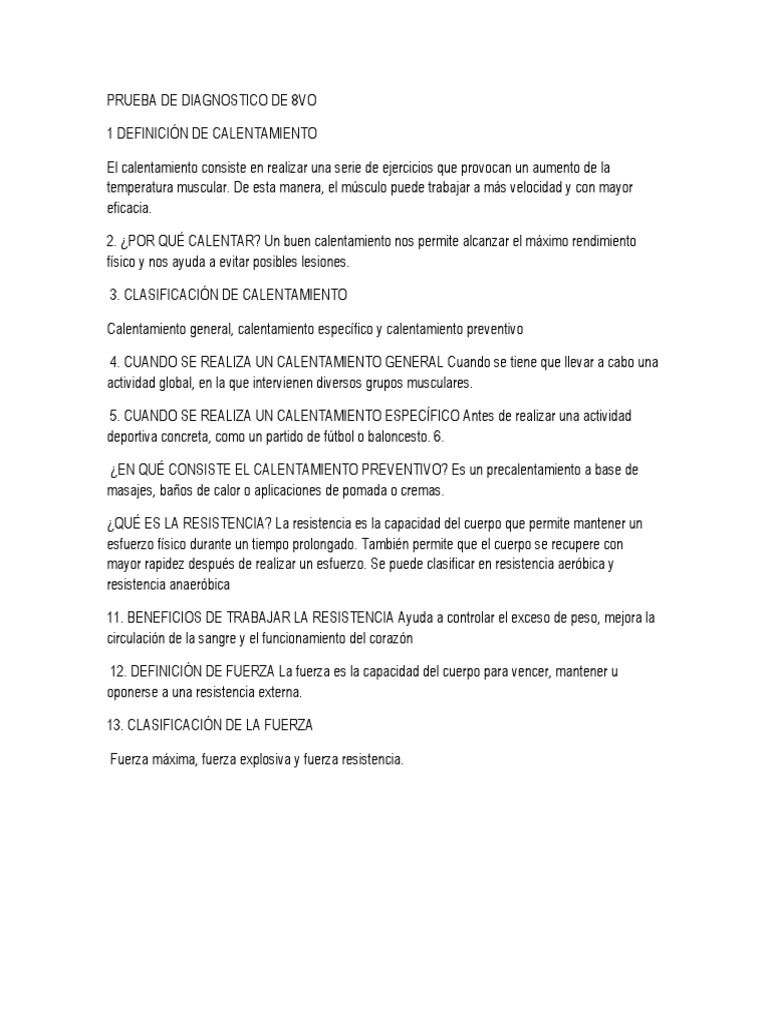 Prueba de Diagnostico de 8vo | PDF