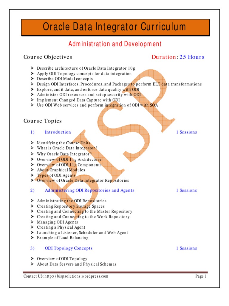 Oracle Data Integrator Curriculum Pdf Interface Computing Oracle Database