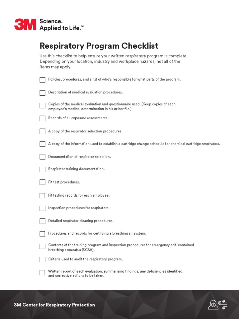 Written Respiratory Program - Checklist | PDF